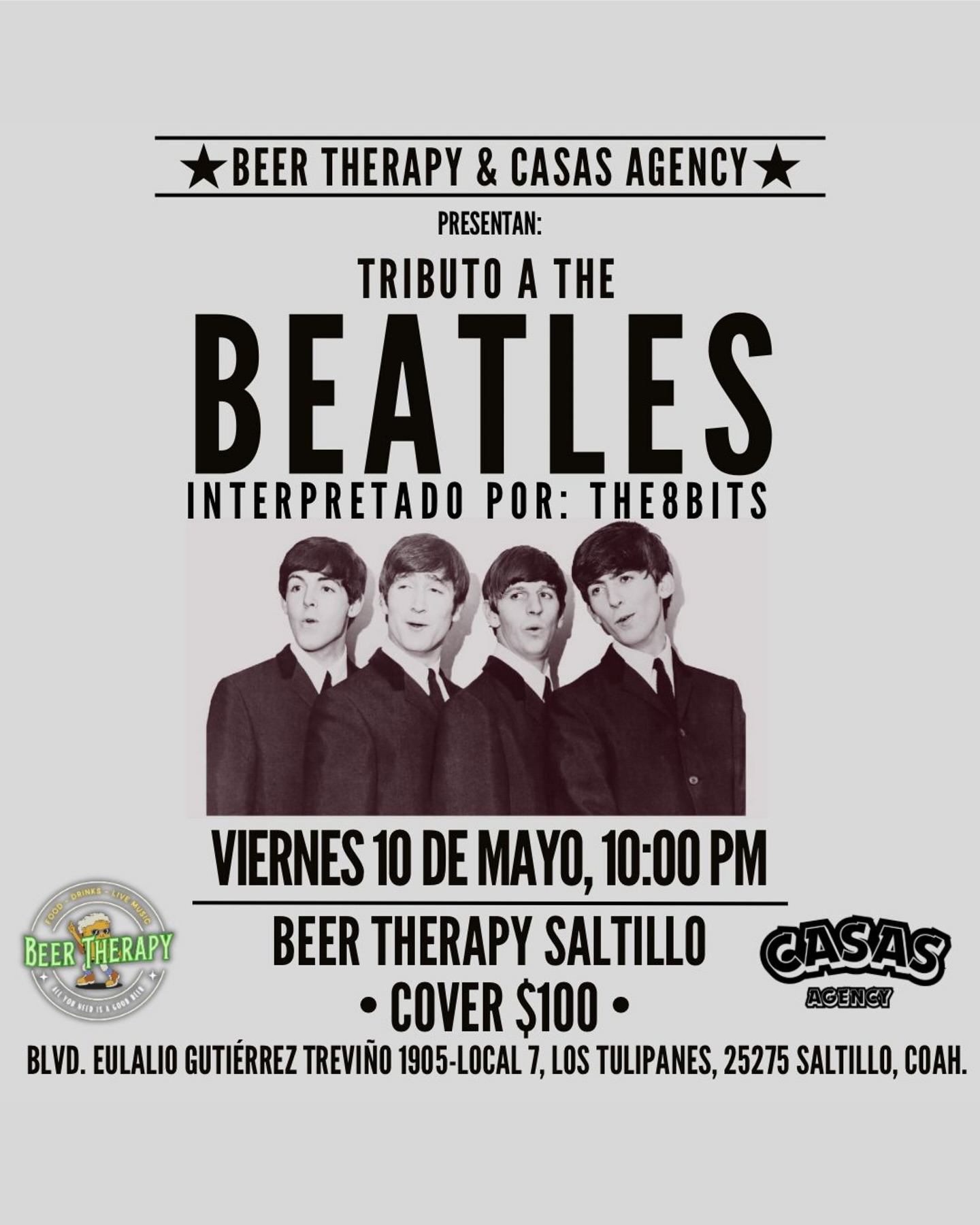 Tributo a The Beatles en Beer Therapy - Bienvenidos a Saltillo