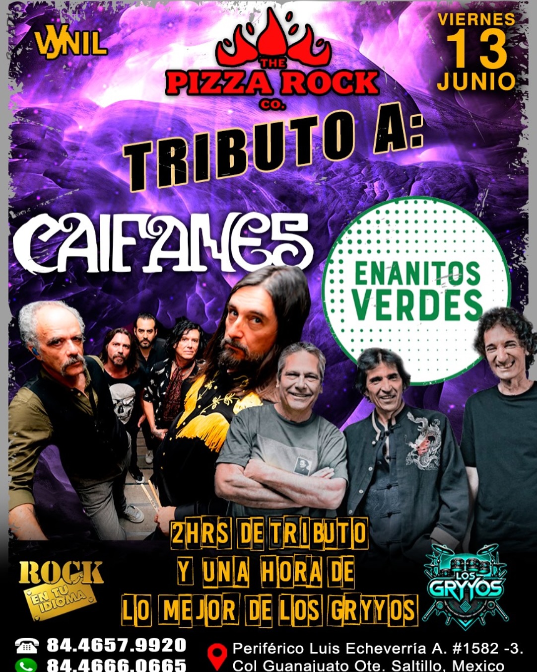 TRIBUTO CAIFANES y ENANITOS VERDES en Pizza Rock - Bienvenidos a Saltillo