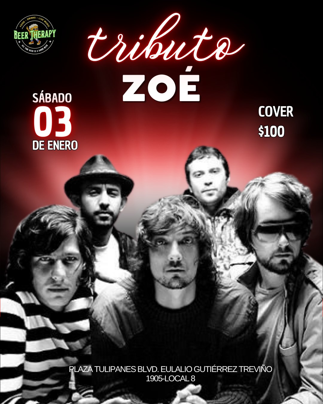 TRIBUTO A ZOÉ en Beer Therapy - Bienvenidos a Saltillo